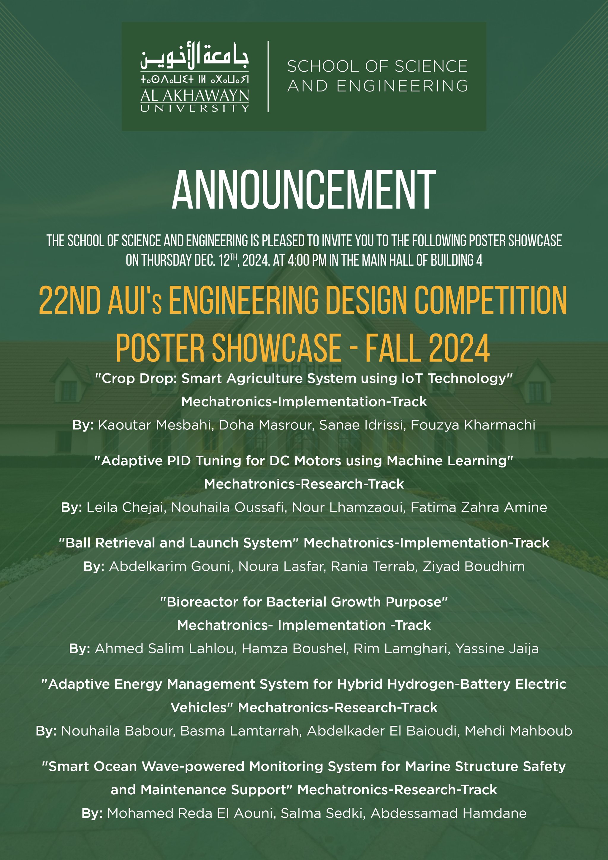 22nd Edition of the Engineering Design Competition – Poster Showcase